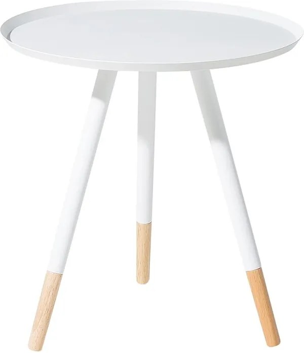 Bílý kulatý stolek na kávu - JUNEAU