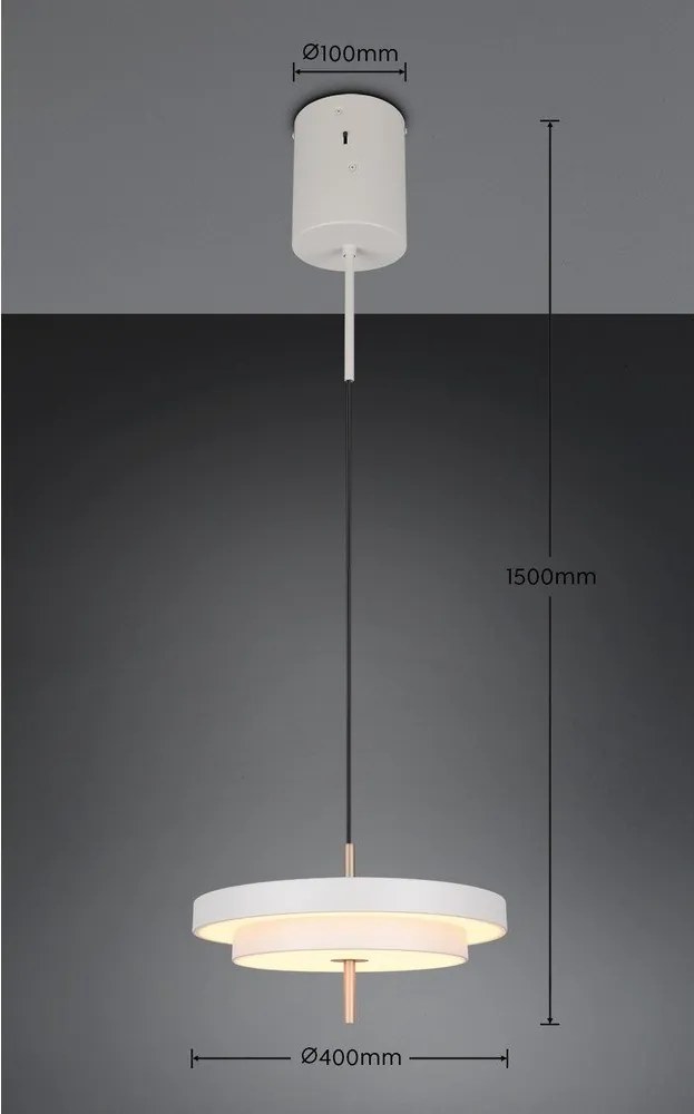Slonovinové LED stmívatelné závěsné svítidlo Keaton – Trio