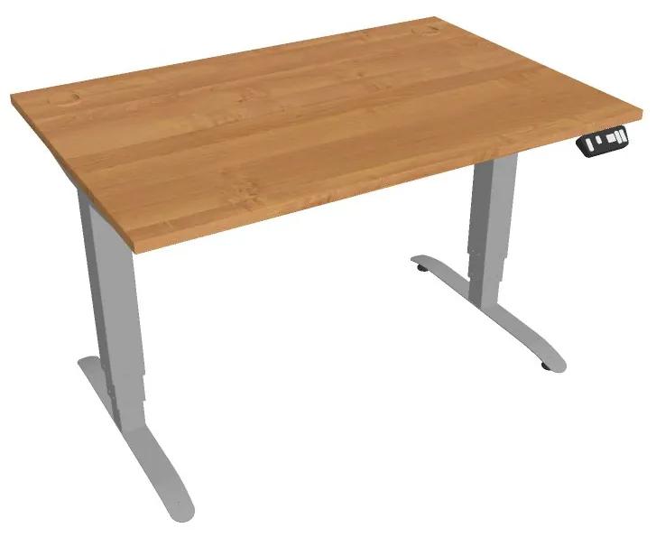 Elektr. nastavitelný stůl 120x80 s pamětí - HOBIS MOTION MS 3M 1200 Dekor stolové desky: olše, Barva kovové podnože: stříbrná