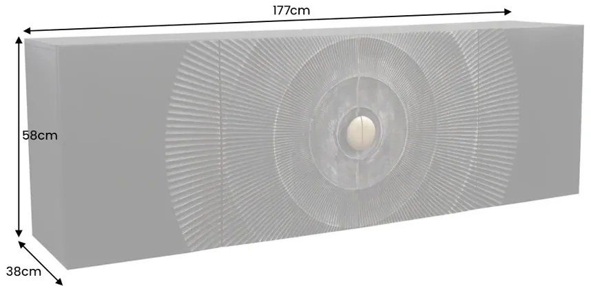 Designová závěsná komoda Venetia 177 cm černo-zlatá