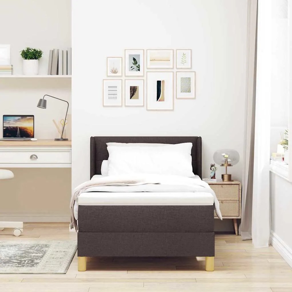 Postel s boxspringem s čelo Tmavě hnědá 200 x 100 cm textil 3341282