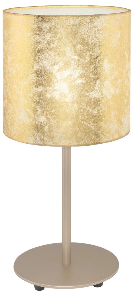 Eglo 97646 VISERBELLA - Stolní textilní lampa ve zlaté barvě, výška 40cm + Dárek LED žárovka