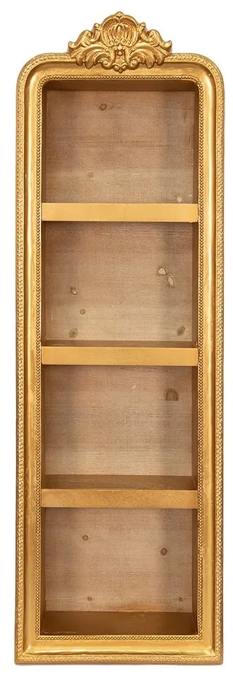 Zlatá nástěnná polička se 4-mi poličkami Vione - 42*19*126 cm