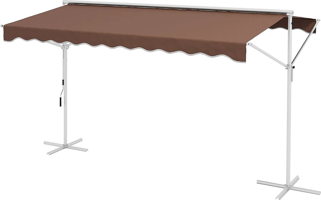 Freestanding Markýza Outsunny 4x3 m Zahradní Markýza s Rukávem pro Sklopení, Sluneční Ochrana pro Terasy a Zahradu | Aosom