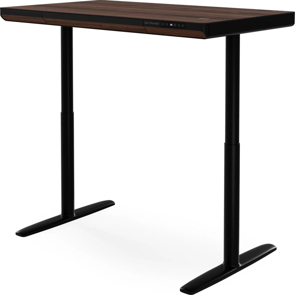 Elektrický psací stůl sit-stand se zásuvkou a bezdrátovou nabíječkou Qi černý/ořech, 1200 mm: ELLIS