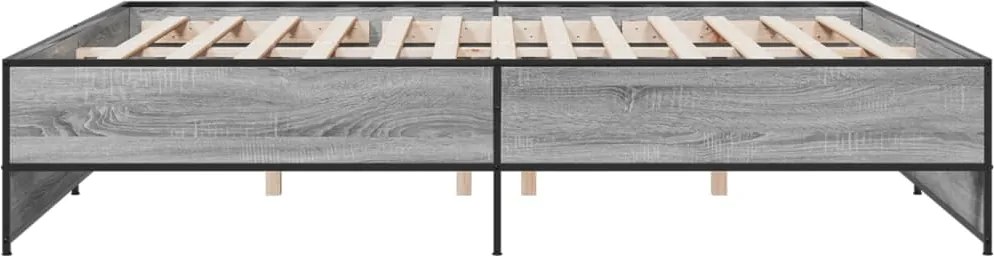 Rám postele šedý sonoma 200 x 200 cm kompozitní dřevo a kov 3279870