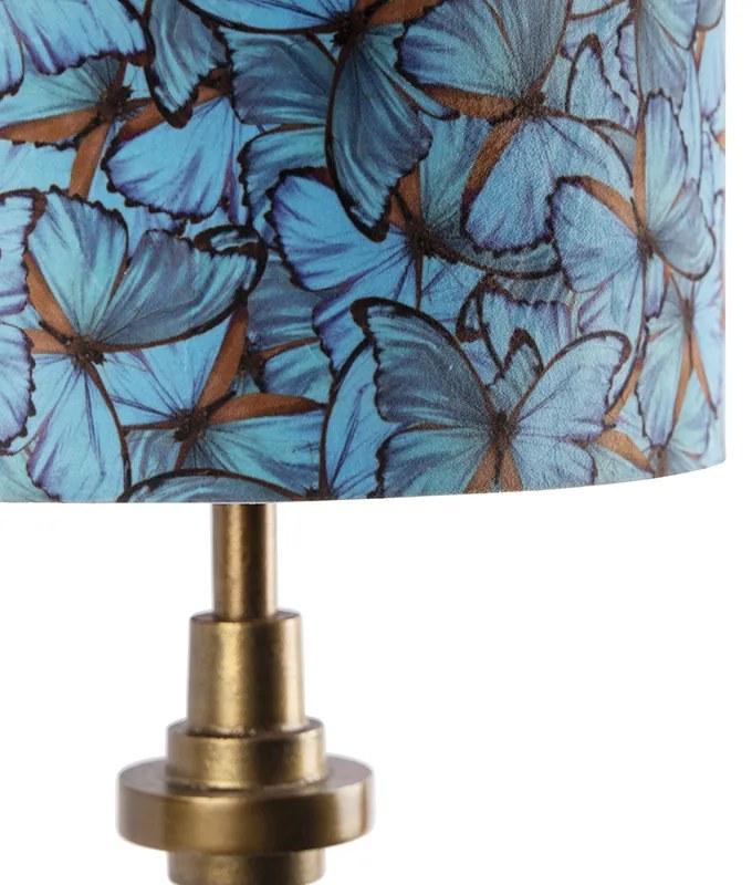 Stolní lampa bronzový sametový odstín motýl design 40 cm - Diverso