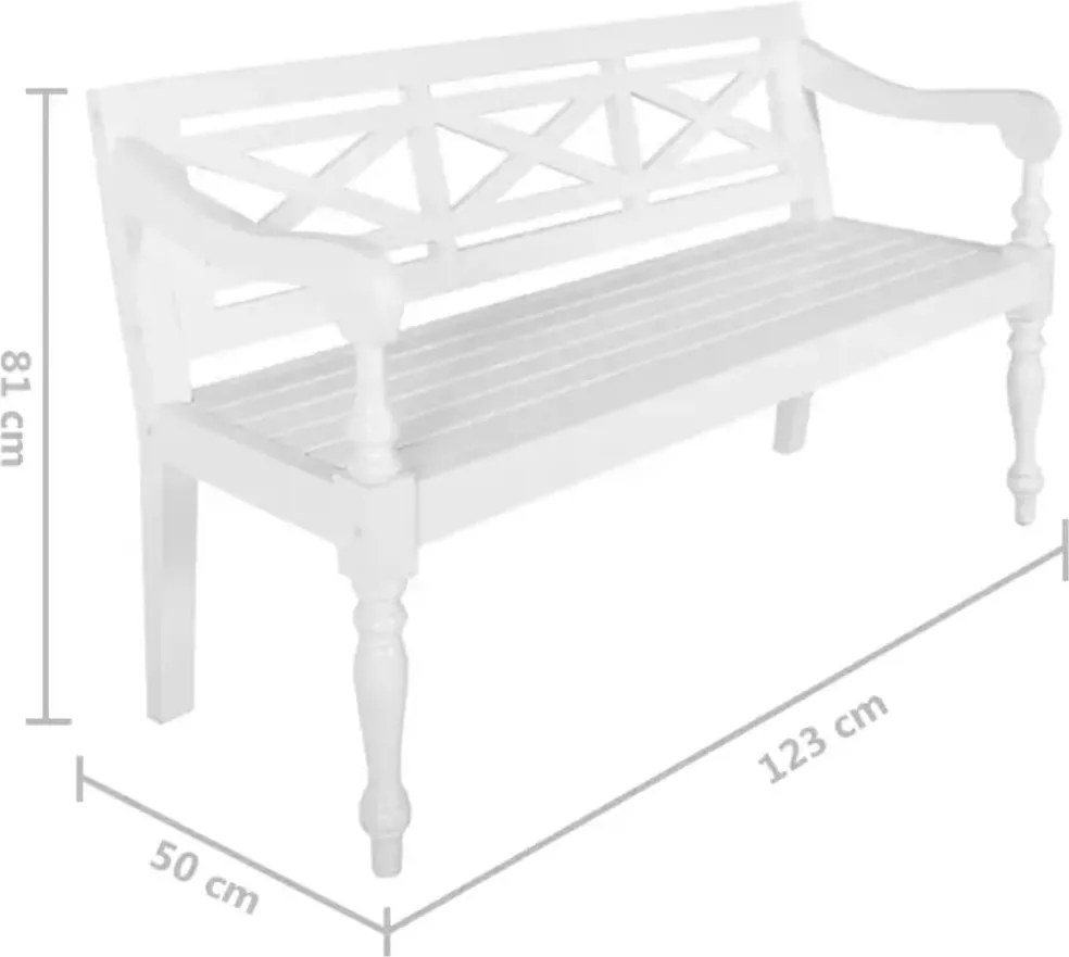 vidaXL Marketos Lavice Batavia 123 cm masivní mahagon bílá