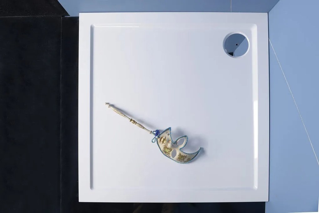 Polysan AURA sprchová vanička z litého mramoru, čtverec 100x100x4cm, bílá 60511