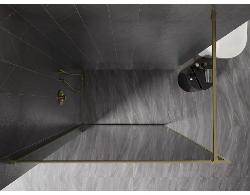Mexen, Mexen Kioto-XF sprchová stěna s rámem 90 x 202 cm, grafit 10 mm, zlatý kartáč - 800-090-104-55-40-X
