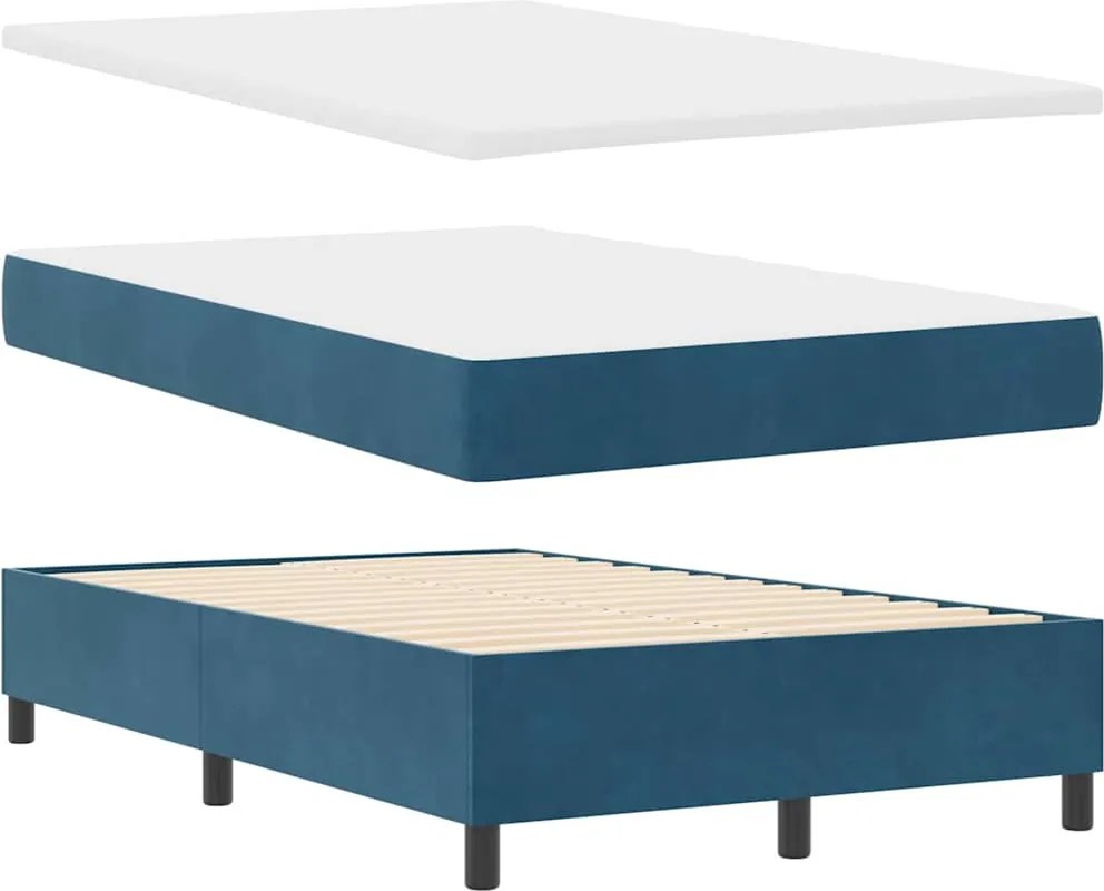 Postel s boxspringem s čelo Tmavě modrá 120 x 200 cm samet 3339828