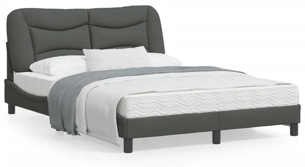 Rám postele s čelem tmavě šedý 140 x 200 cm textil,  3207773