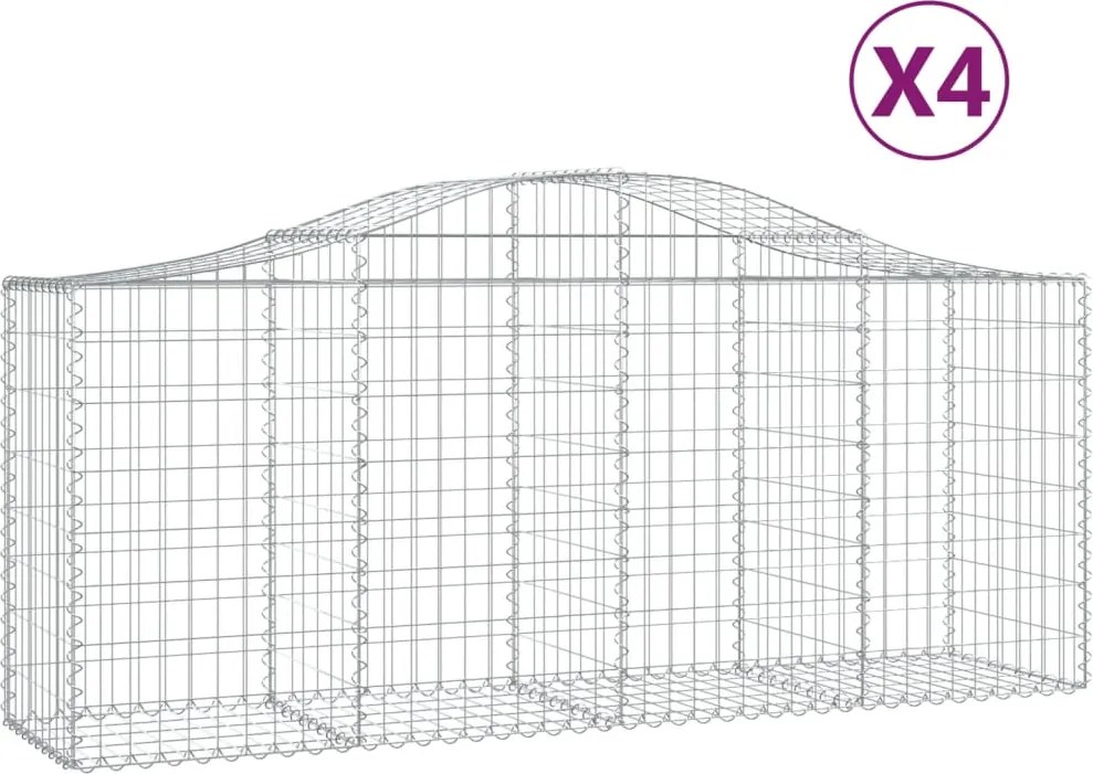 Klenuté gabionové koše 4 ks 200x50x80/100 cm pozinkované železo 3145621