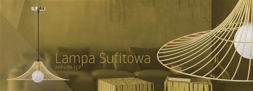 Toolight - Stropní lampa závěsná plochá kulatá 1xE27 APP499-1CP, zlatá, OSW-00612
