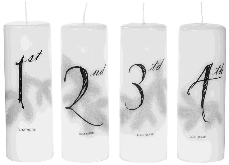 LENE BJERRE Sada adventních svíček NORDIC, "1","2","3","4", 18 cm