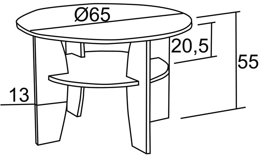 Kulatý konferenční stolek K146 DS - MARIÁN, průměr 65 cm, dub sonoma, český výrobek