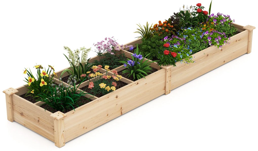 Costway Vyvýšený záhon dřevěný, 228 x 62 x 25 cm GT4287NA