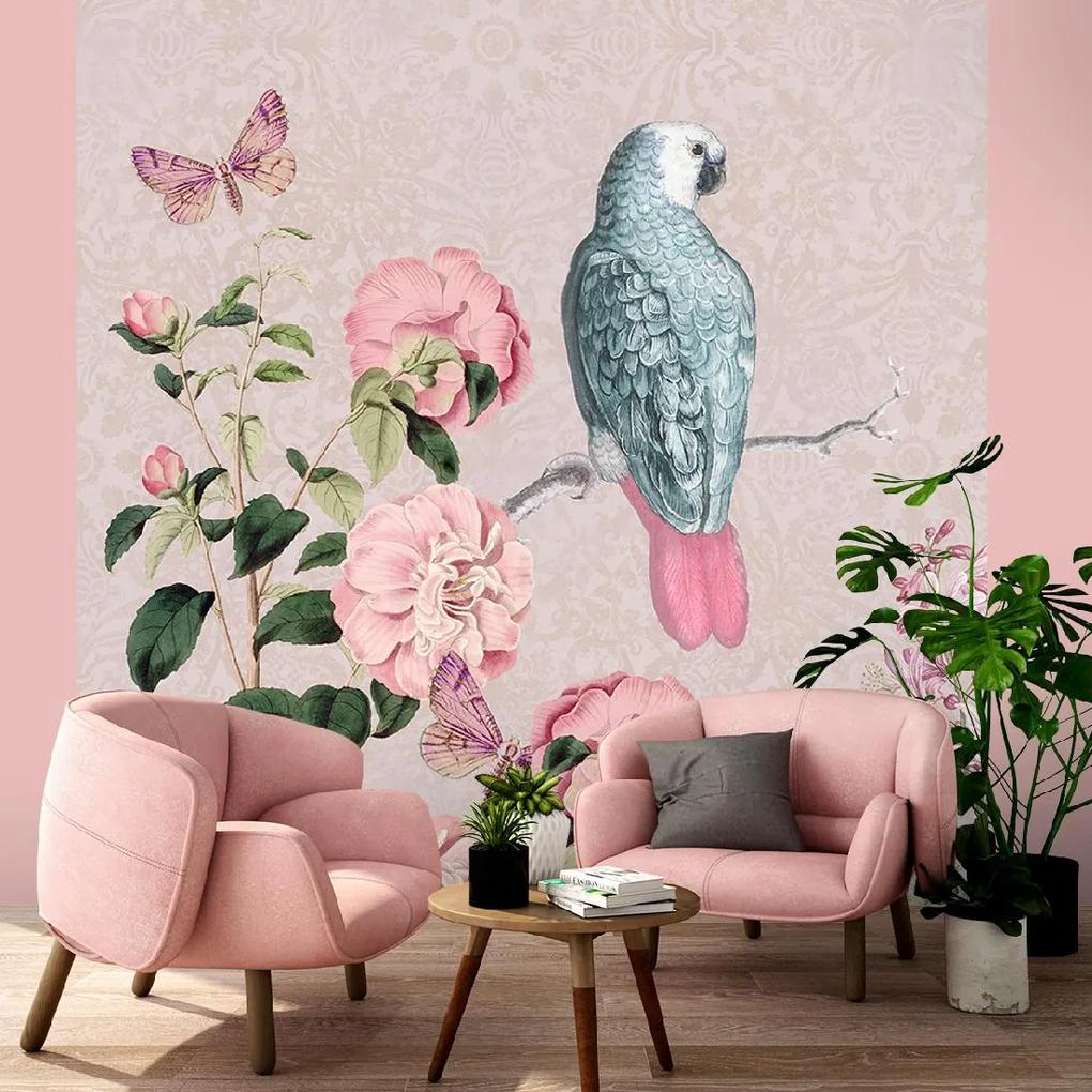 Gario Fototapeta Růžový pták na větvi - Andrea Haase Materiál: Vliesová, Rozměry: 100 x 100 cm