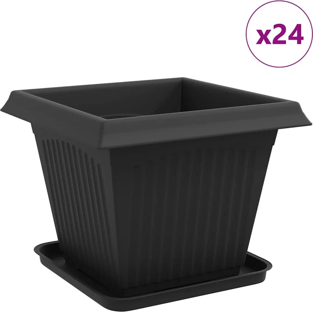Květináče 24 ks Černá Plast 3403316
