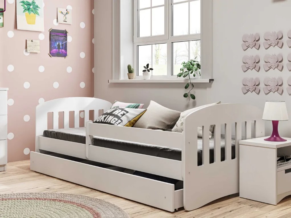 Benlemi Jednolůžková postel CLASSIC do dětského pokoje Zvolte rozměr: 80x160 cm, Zvolte matraci: Bez matrace, Zvolte šuplík: Bez šuplíku