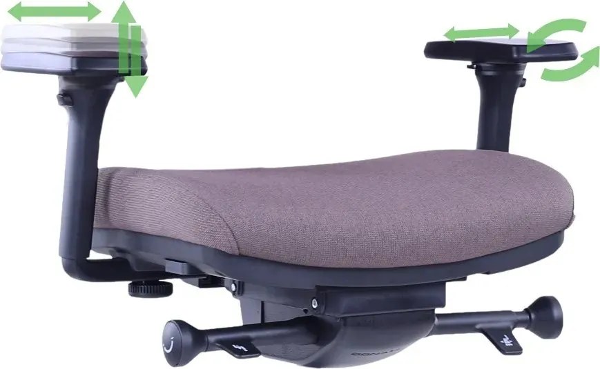 MERCURY STAR Ergonomická kancelářská židle DIVERSE – pro dlouhé sezení 8–12 h, látka, tmavě hnědá
