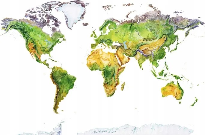 Obraz na zeď Fyzická mapa světa Canvas do obývacího pokoje 120x80