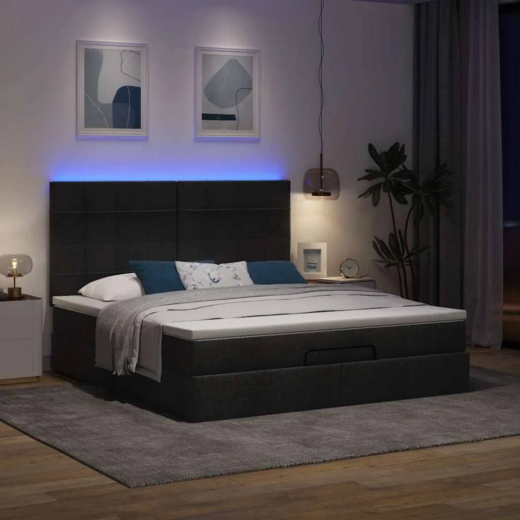 Osmanský rám postele s matrací černá 180x200cm textil 3314026