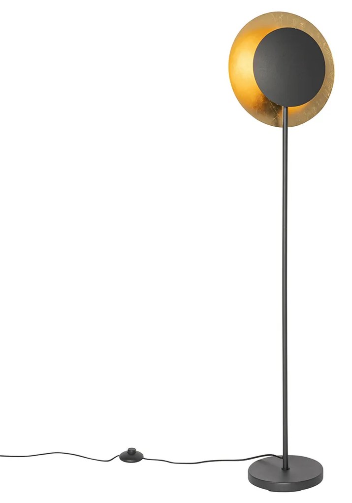 Stojací lampa v Art Deco stylu černá se zlatem - Emilienne