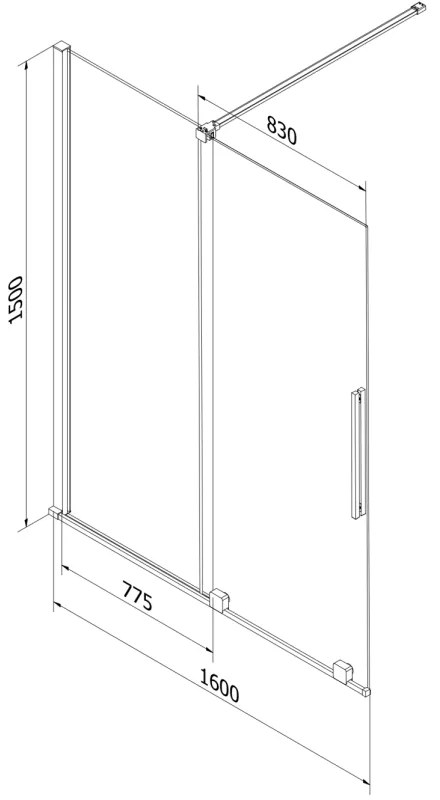 Mexen Velar, 2-křídlová posuvná vanová zástěna 160 x 150 cm, 8mm čiré sklo, bílý profil, 896-160-000-01-20