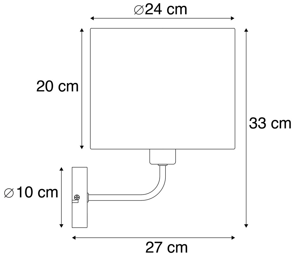 Klasická nástěnná lampa zlatá s látkovým stínítkem bílým - Cas