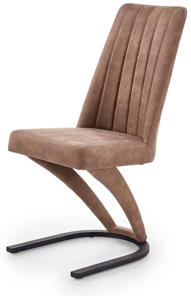Židle K338 černý kov / hnědá látka