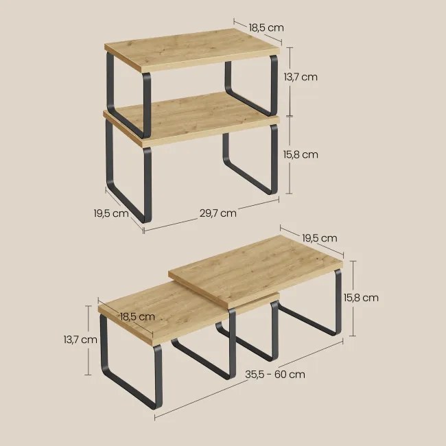 Set stohovatelných poliček KCS02B88 dub artisan (2 ks)