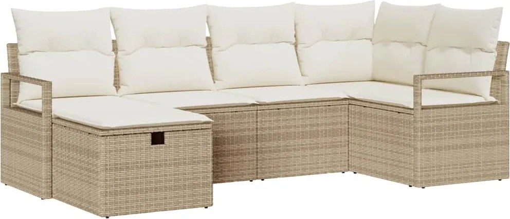 Set pohovek 6 ks 6-Počet míst Béžová a krémová polyratan 3359180