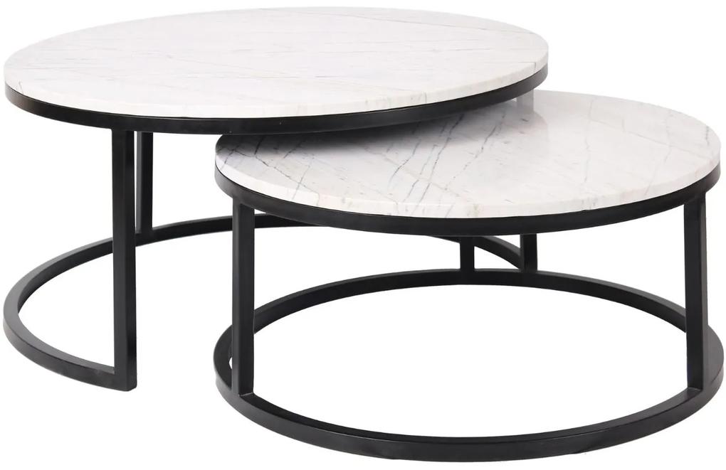 OnaDnes -20% Set dvou bílých mramorových konferenčních stolků Richmond Lexington 76/91,5 cm