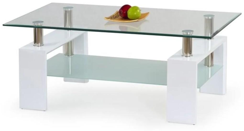 Konferenční stolek Halmar Diana H, bílá, sklo/ lakované MDF