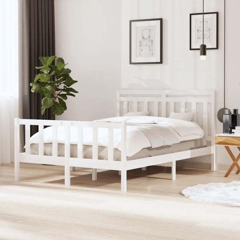 Rám postele bílý masivní dřevo 140 x 190 cm,  3100700