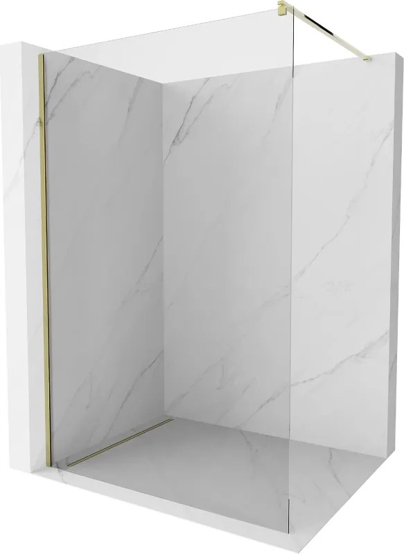 Mexen Kioto sprchová zástěna WALK-IN 8mm, 140x200 cm, sklo čiré/zlatý profil, 800-140-101-50-00