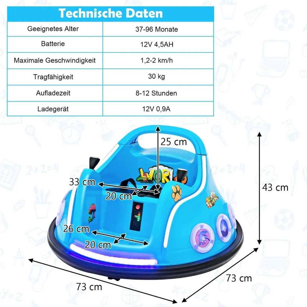 Costway 12 V Dětský nárazníkový vůz 360 Otočení stupňů s hudbou a světly