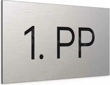 ACCEPT Označení podlaží "1. PP" - stříbrná tabulka - černý popis