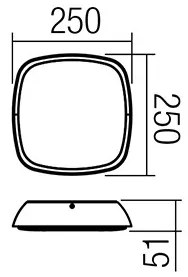 Redo group Redo Twill venkovní bílé stropní svítidlo 20W LED 4000K, rozměr 25x25cm IP65