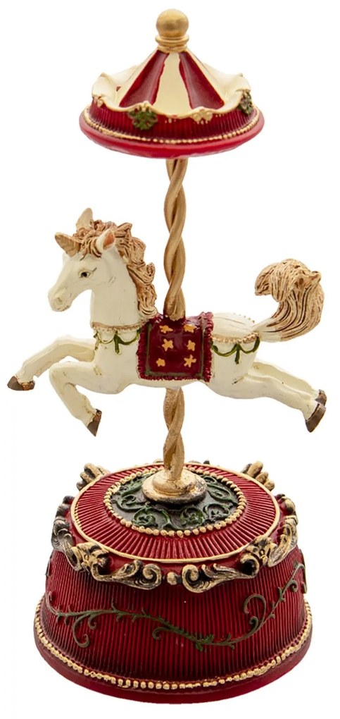 Hrací skříňka s kolotočovým koníkem - Ø 9*21 cm