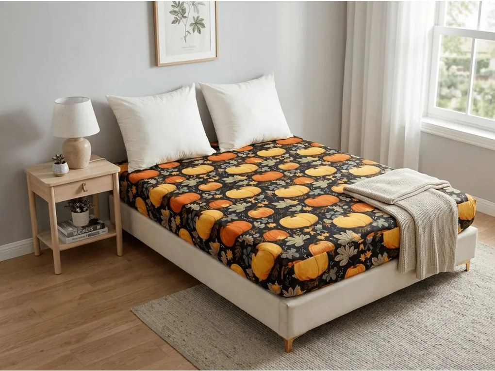 Prostěradlo z mikrovlákna ORANGE PUMPKINS barevné 180x200 cm
