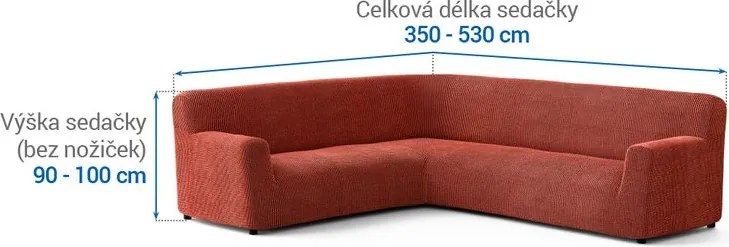 Bielastické potahy COSTINA měděná rohová sedačka (š. 350 - 530 cm)