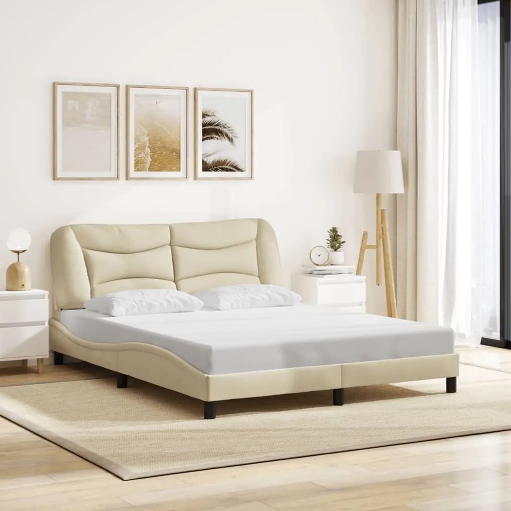 Rám postele bez matrace Hvar krémový 160 x 200 cm textil 3207784