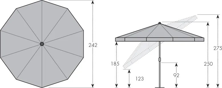 Doppler NASSAU zahradní slunečník 250 cm antracit