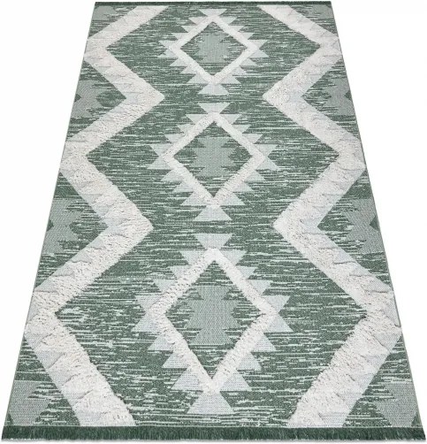 Koberec Boho SIZAL MOROC Romby 22312 zelený/krém - 78x150 cm