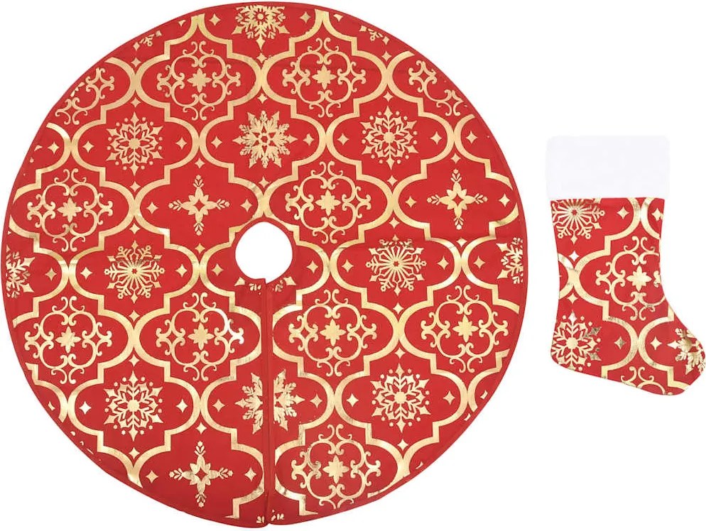 Luxusní vánoční sukně s ponožkou červená 150 cm látková 330277
