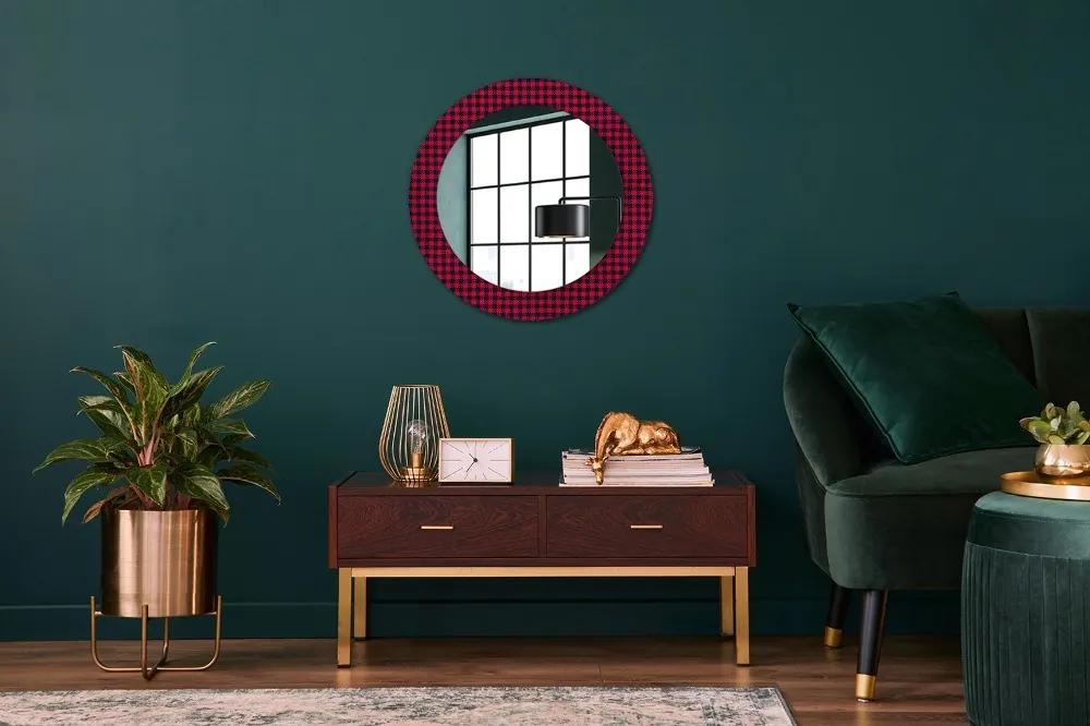 Kulaté dekorativní zrcadlo Červená mřížka fi 60 cm