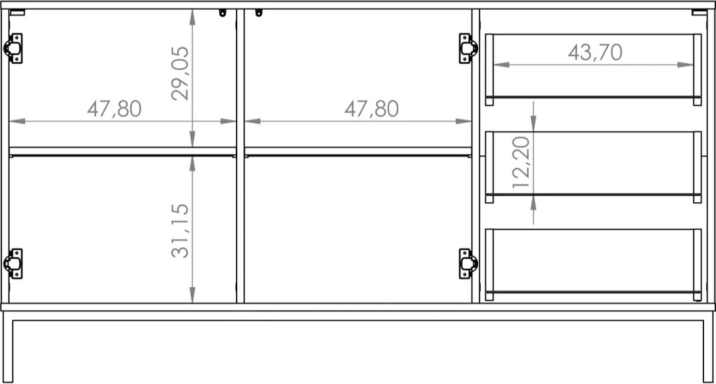 GAB Komoda QUER K2D3SZ, Dub Hikora 150 cm