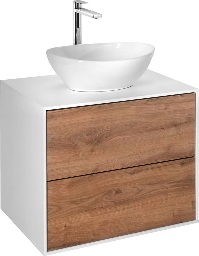 Aqualine Aqualine, ZANYA umyvadlová skříňka 60x50x46cm, bílá mat/dub emporio, ZA260